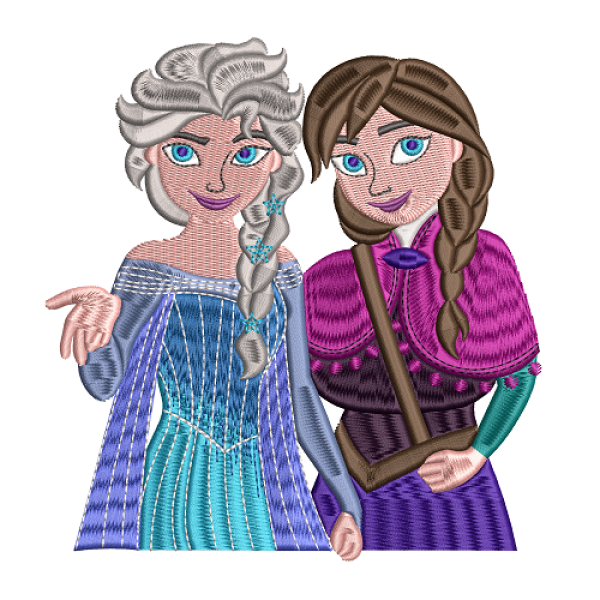 Elsa and Anna embroidery design with Frozen movie theme – KARAKTER72F